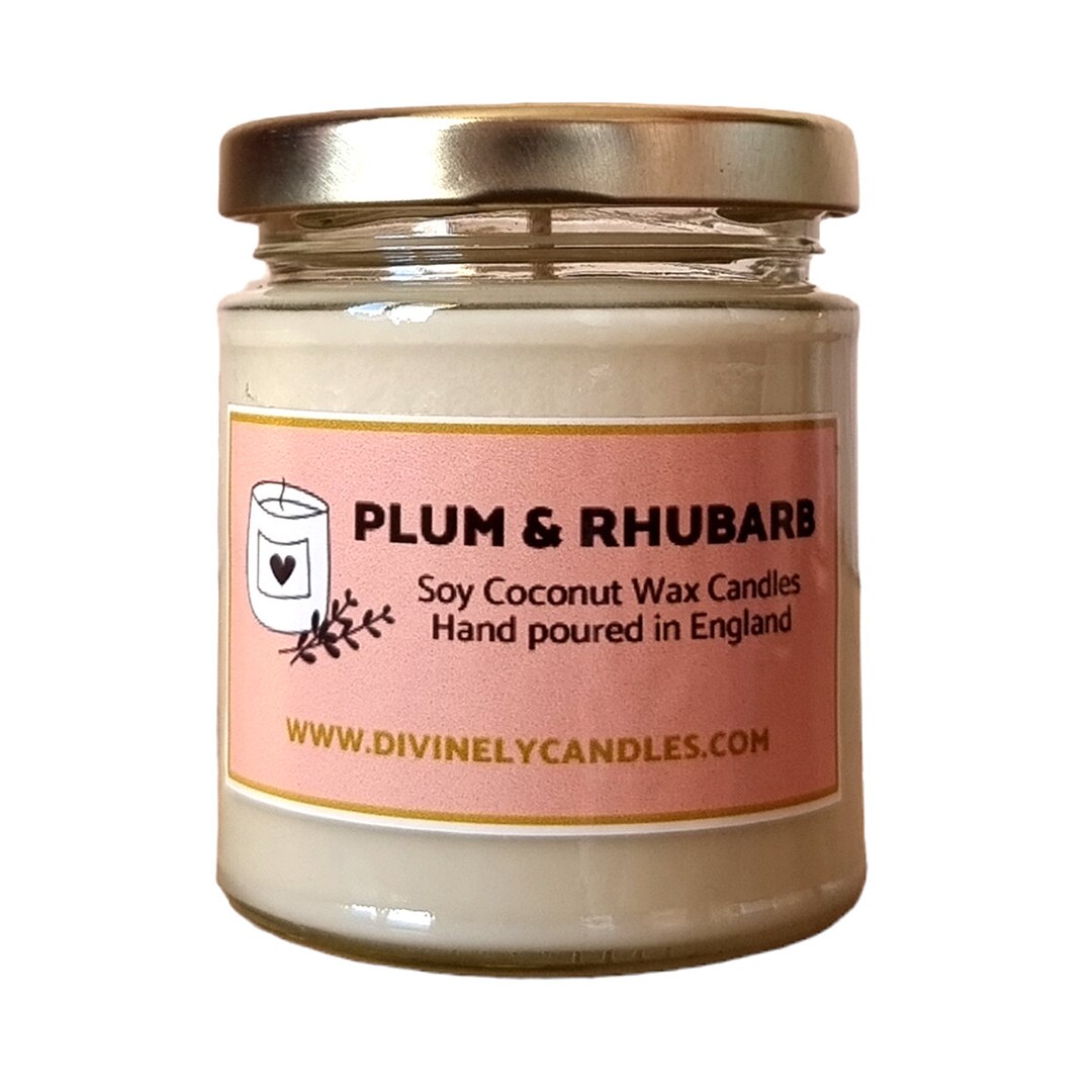 Divinely Candles Plum and Rhubarb Soy Coconut Wax Candle Eco Friendly ...
