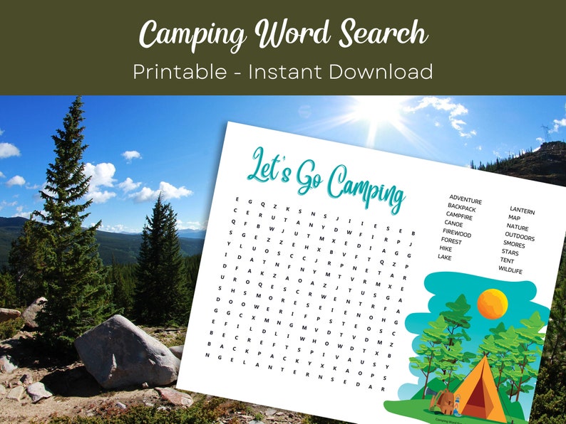 Camping Word Search - Etsy