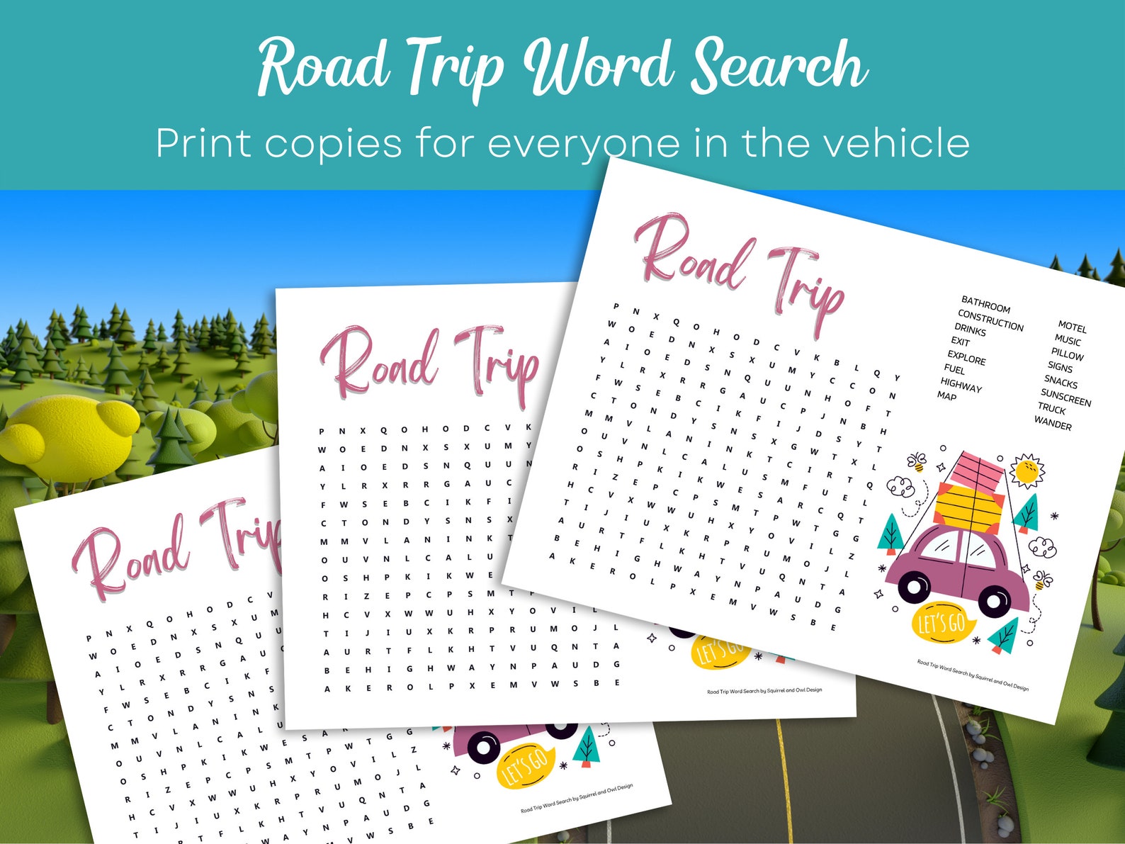 Road Trip Word Search - Etsy