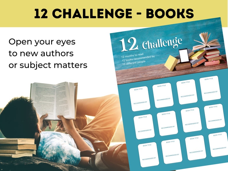 12 Book Challenge - Reading Challenge - Digital Download - Printable - Etsy