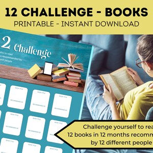 12 Book Challenge - Reading Challenge - Digital Download - Printable - Etsy