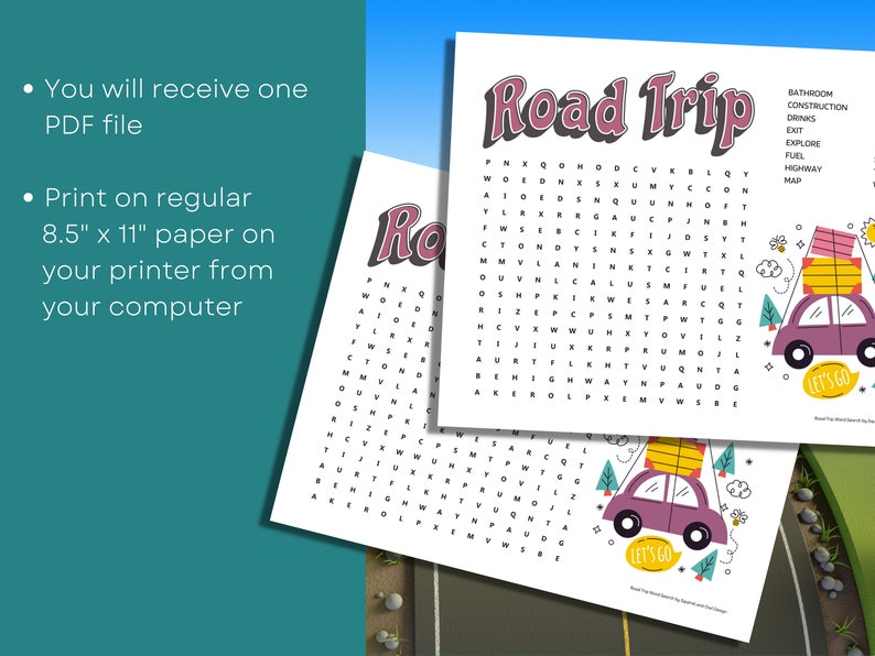 Road Trip Word Search - Etsy