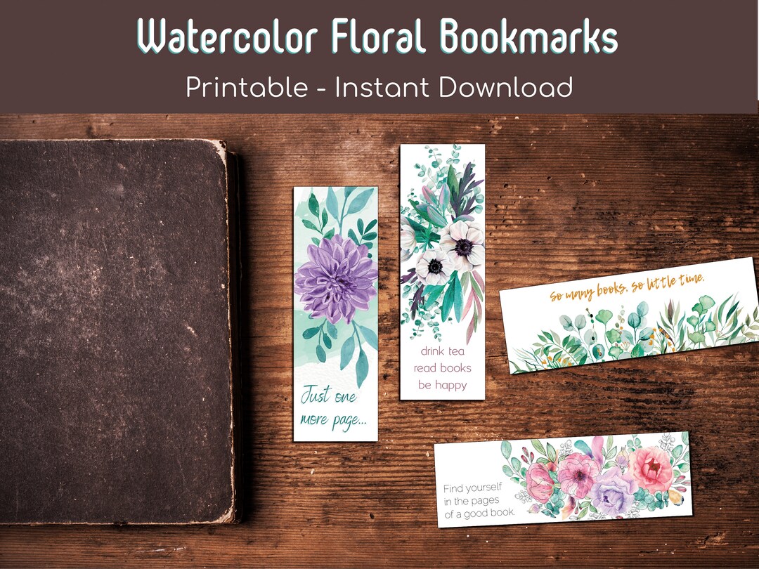 Watercolor Floral Bookmarks - Digital Download - Printable - Etsy