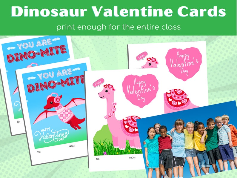 Dinosaur Valentine Cards Printable Digital Download - Etsy