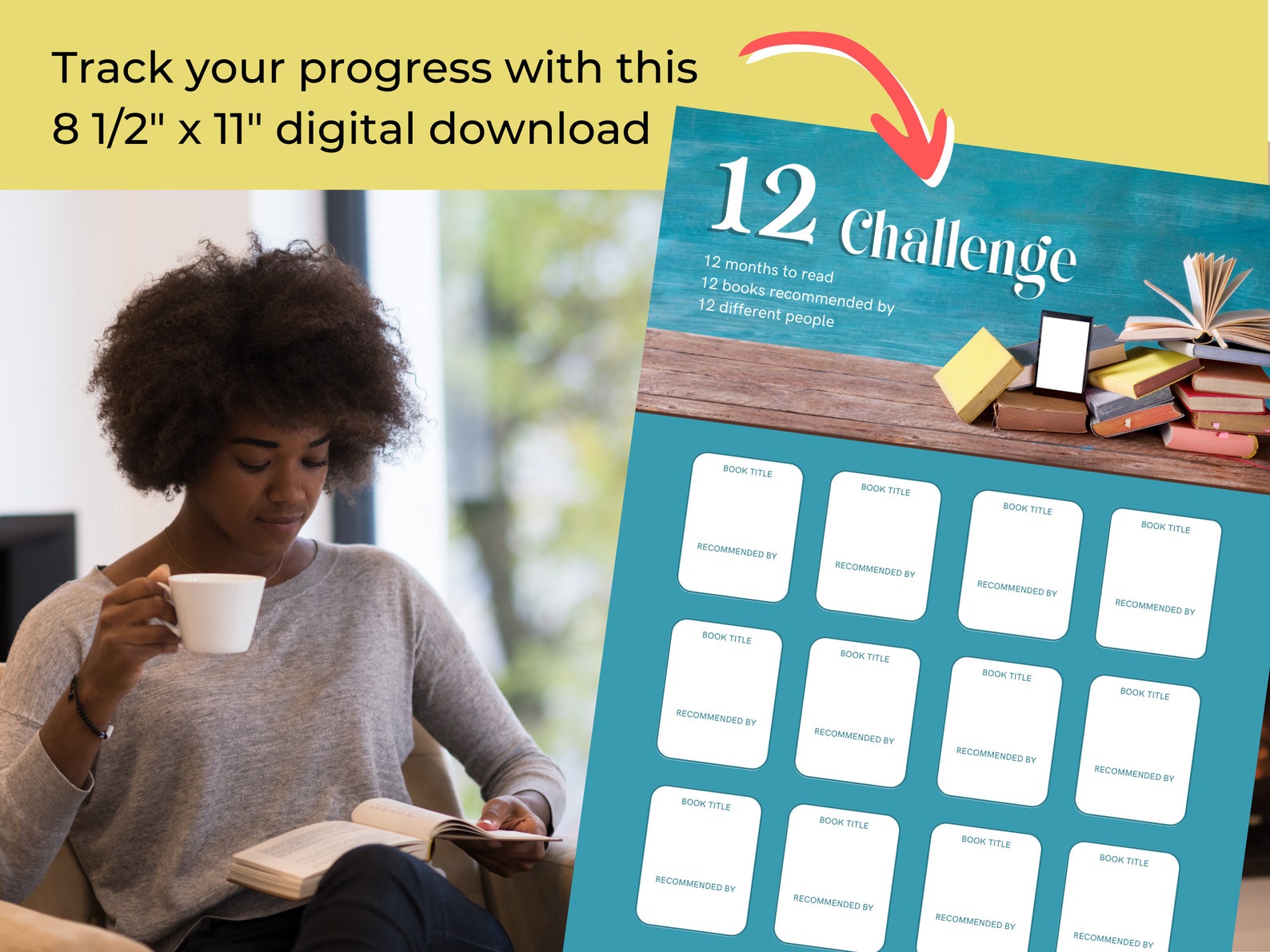 12 Book Challenge Reading Challenge Digital Download Printable - Etsy