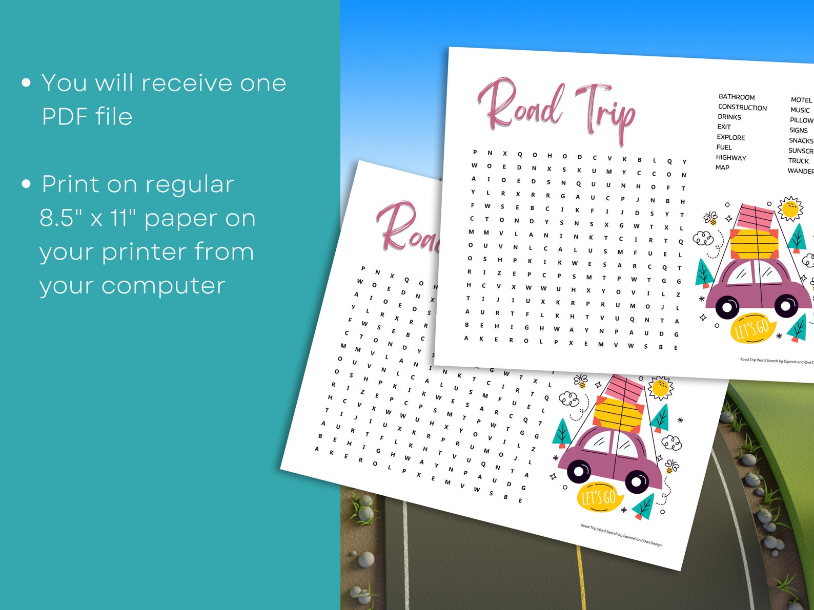 Road Trip Word Search - Etsy