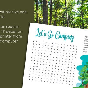 Camping Word Search - Etsy