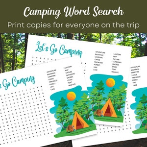 Camping Word Search - Etsy