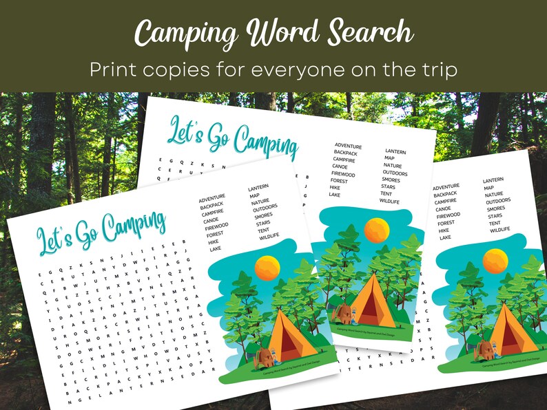 Camping Word Search - Etsy
