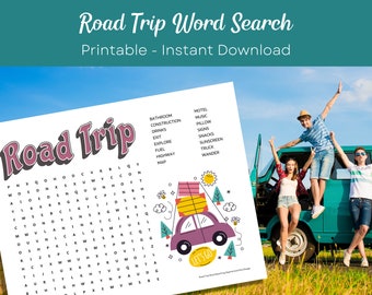 Road Trip Word Search Game, Travel Activities for Kids, Car Ride ...
