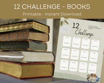 12 Book Challenge - Reading Challenge - Digital Download - Printable - Etsy
