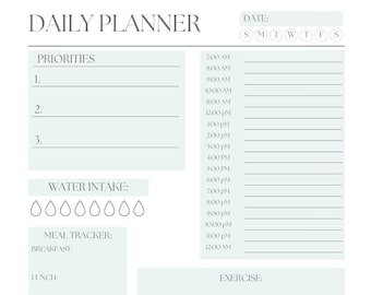 Daily Routine Hourly Planner Affirmation Schedule to Do List Water ...