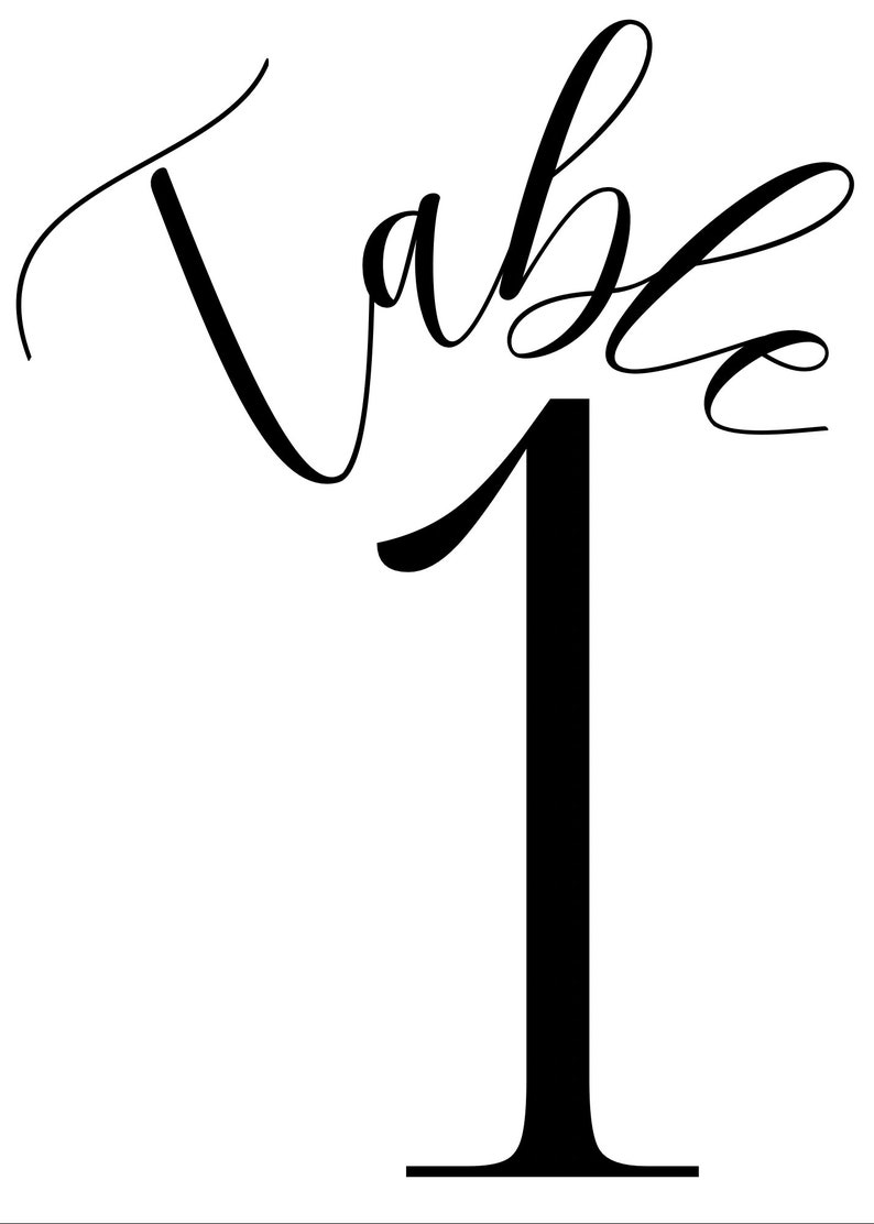 Modern Calligraphy Table Numbers | Wedding Table Numbers | Printable ...