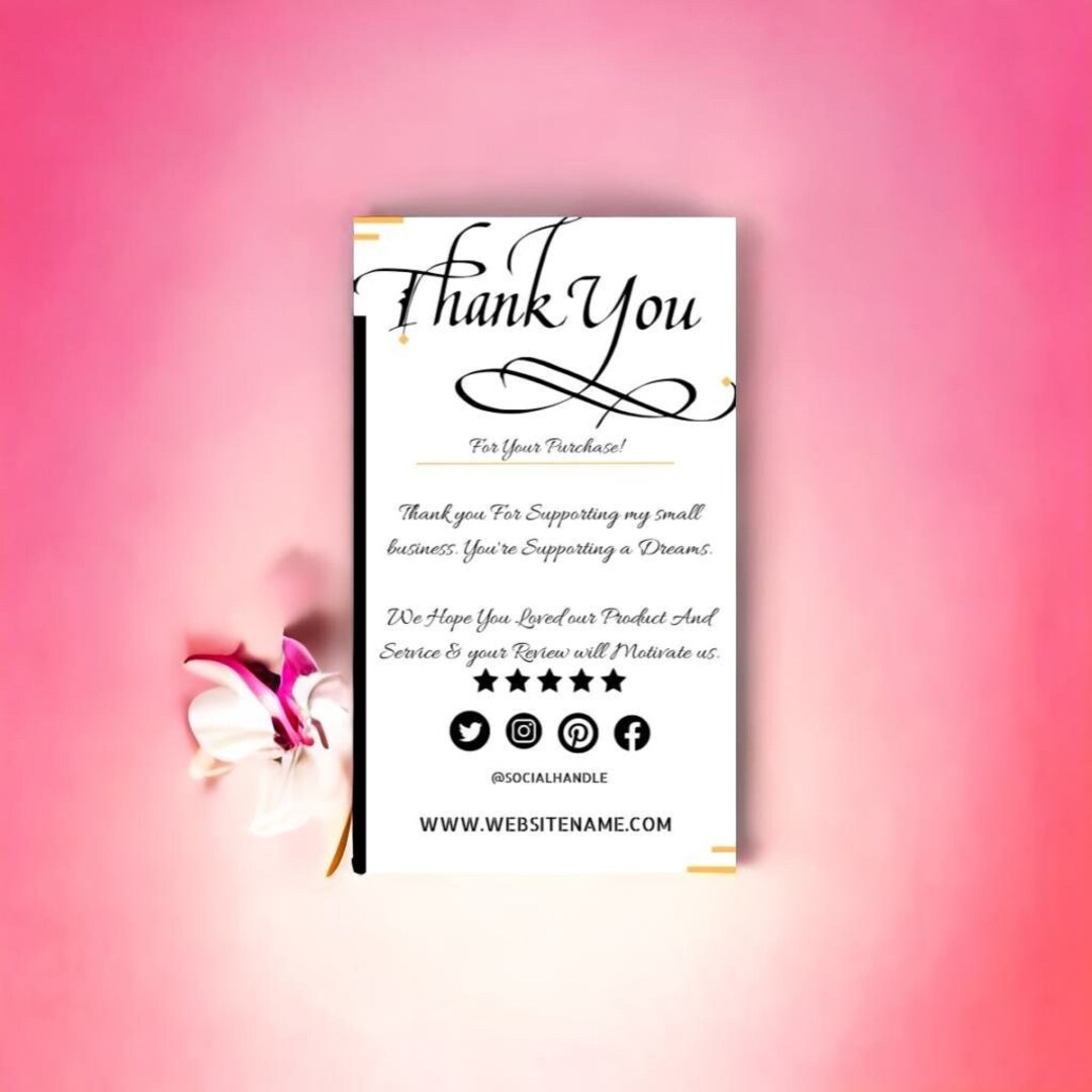 Editable Digital Thank You Note Packaging Box Luxury Style - Etsy