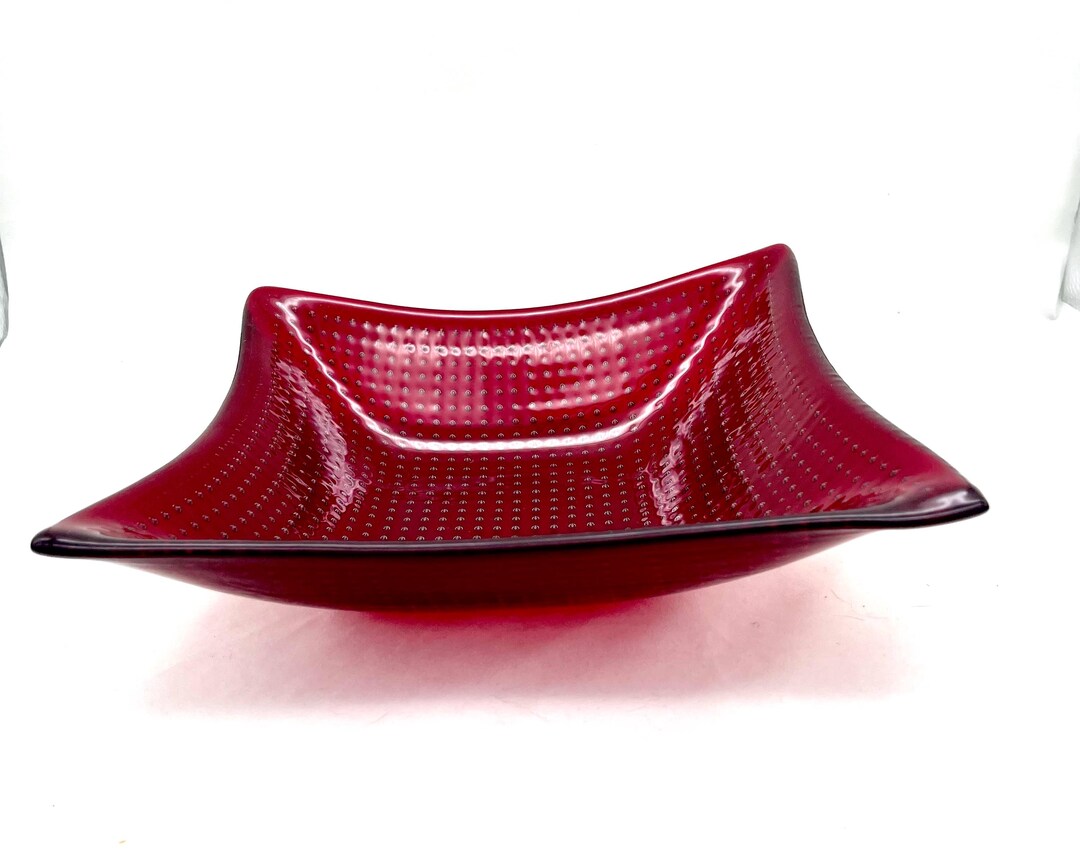 Rich Ruby Red Bubble Bowl Large - Etsy