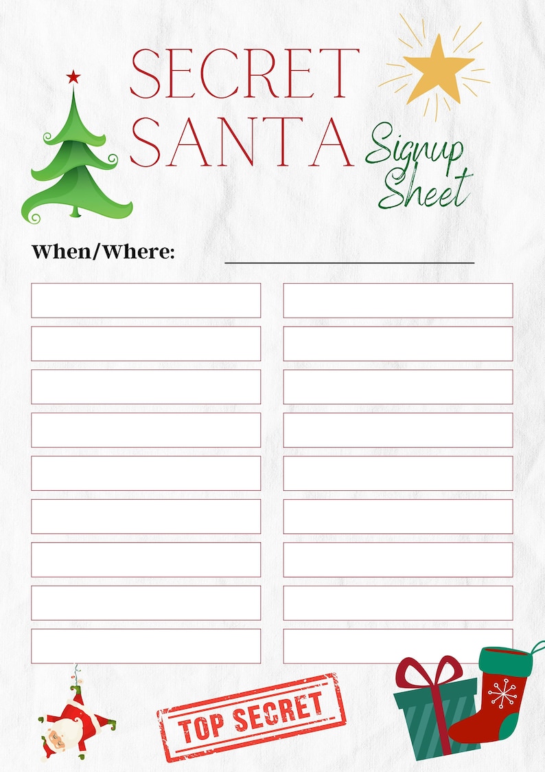 Secret Santa Forms, Office Secret Santa, Christmas Game, Secret Santa ...