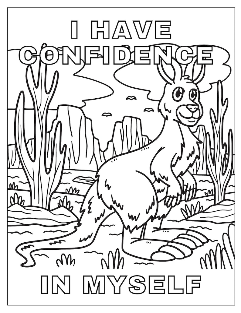 Positive Affirmation Coloring Pages for Kids Printables, 20 Animal ...