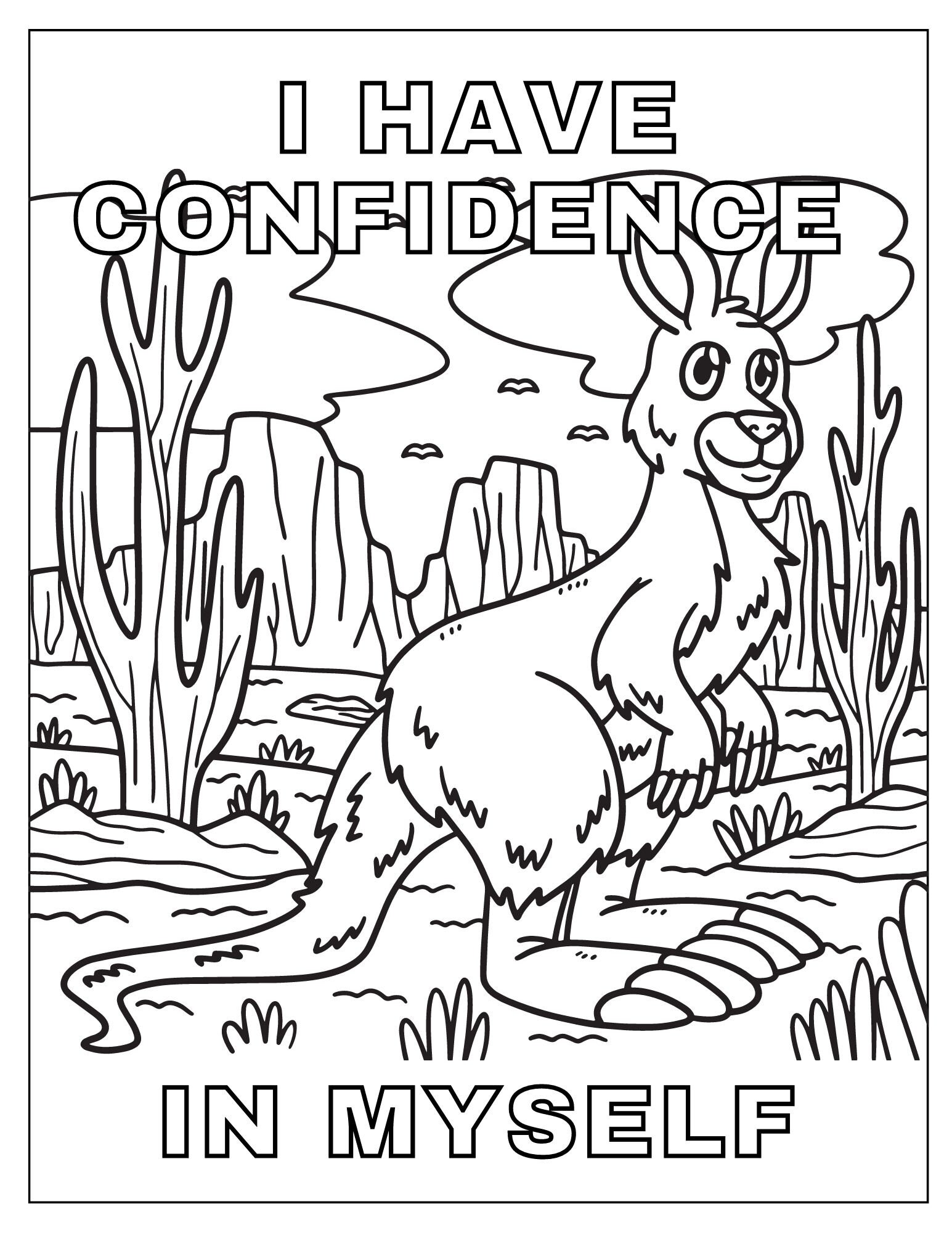 Positive Affirmation Coloring Pages for Kids Printables, 20 Animal ...