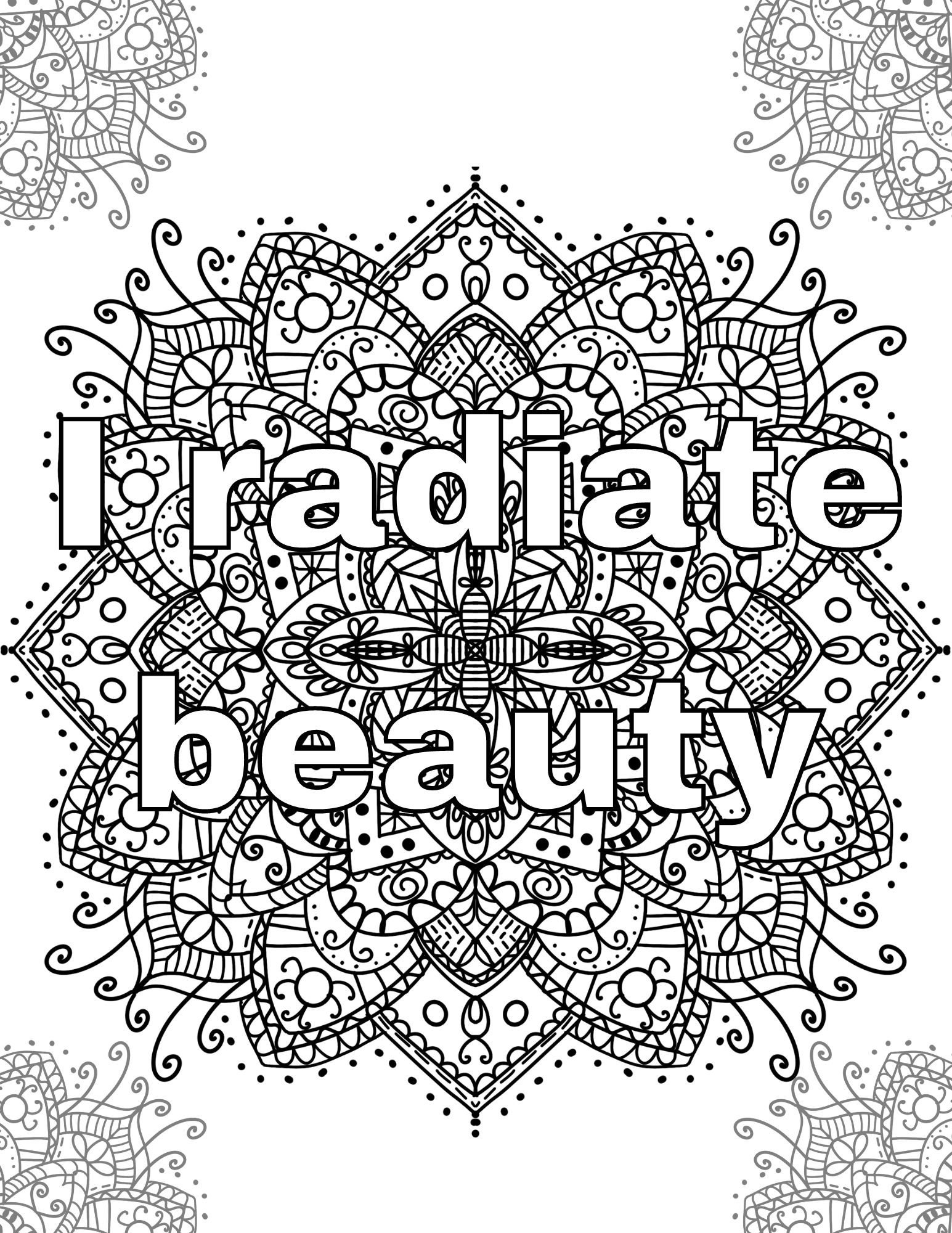 Adult Positive Affirmations Coloring Pages Bundle - 25 Pages, Adult ...