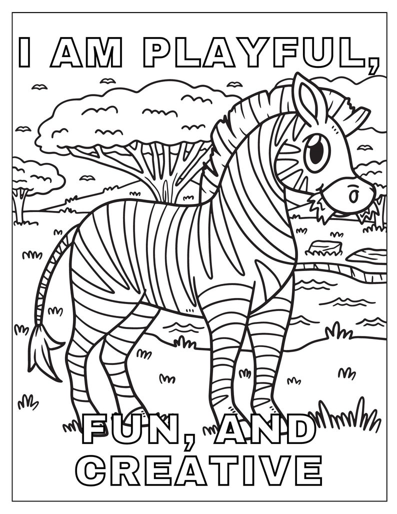 Positive Affirmation Coloring Pages for Kids Printables, 20 Animal ...
