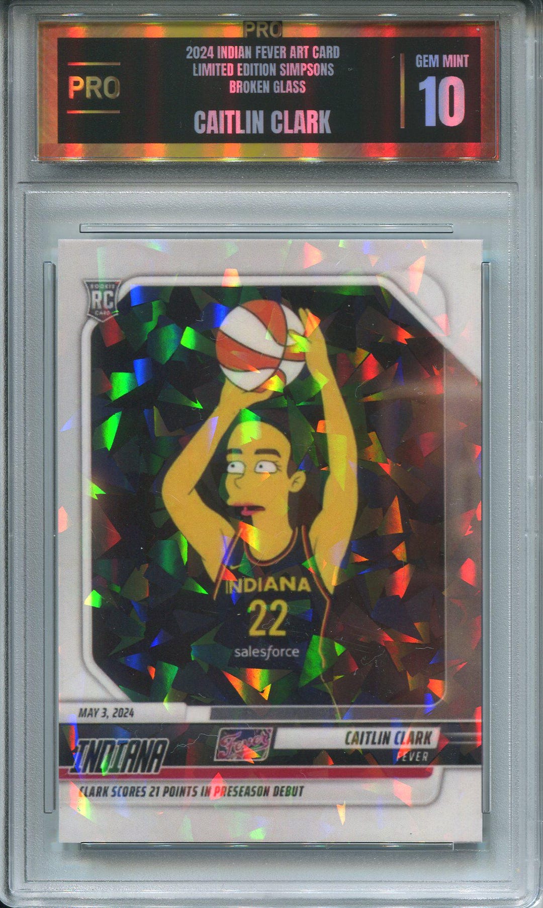 2024 Custom Simpsons Art Card Indiana Fever Caitlin Clark Rookie Gem ...
