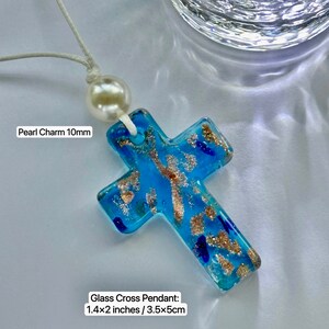 Glass Cross Necklace, Rope Necklace With Fused Glass Pendant ...