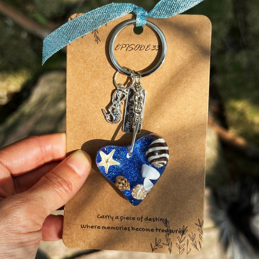 Ocean Keychain With Starfish & Sea Shell, Personalized Key Chain ...