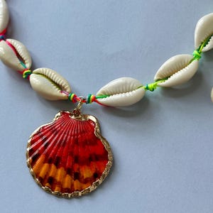Beach Vibes Sea Shell Choker, Natural Cowrie Rope Choker, Colorful ...