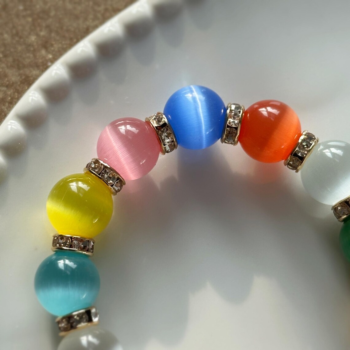 Vibrant Multi Color Gemstone Bracelet • Selenite Stone & Dazzling ...
