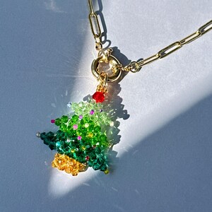 Festive Xmas Tree Necklace, Christmas Tree Pendant Necklace, Dazzling ...