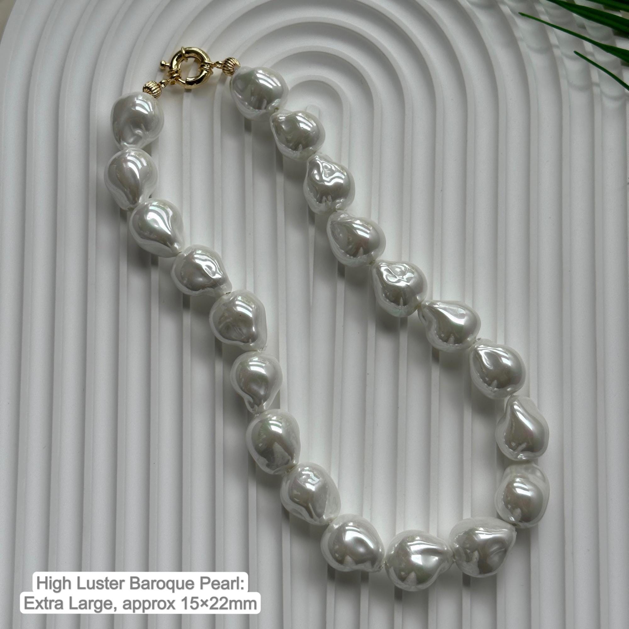 Simple Baroque Pearl Necklace, Extra Large Pearl Choker, Pearl ...