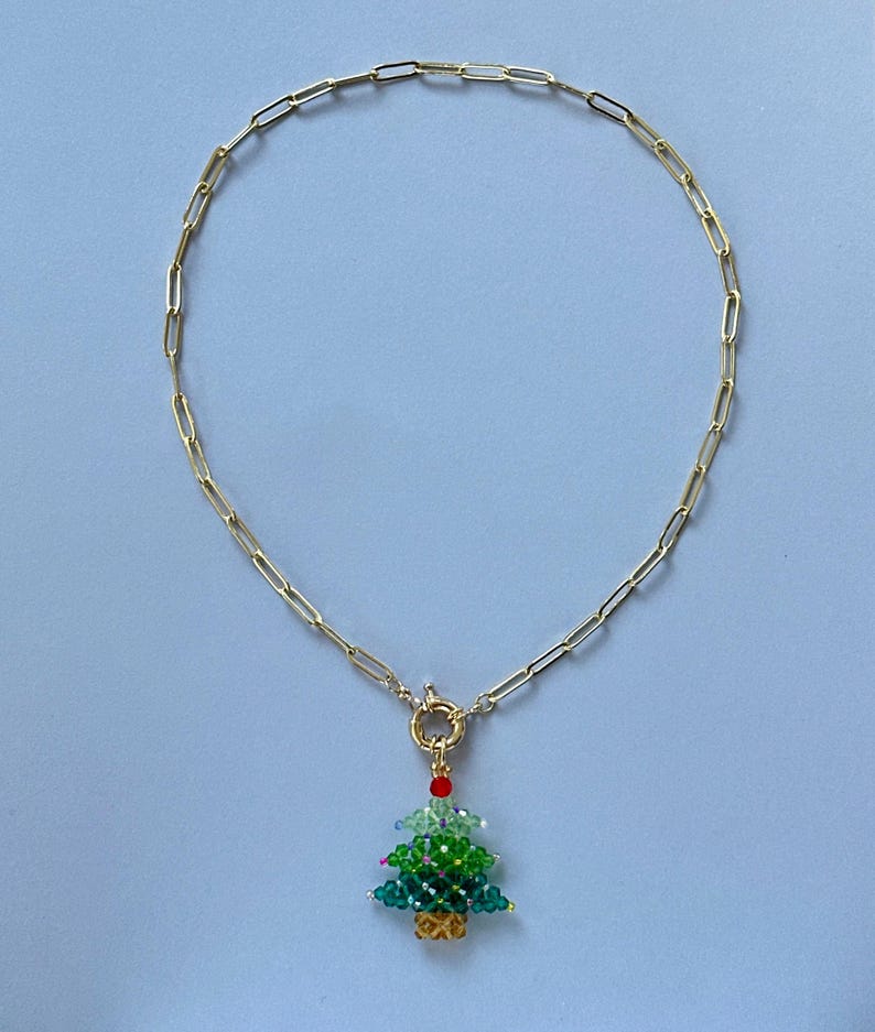 Festive Xmas Tree Necklace, Christmas Tree Pendant Necklace, Dazzling ...