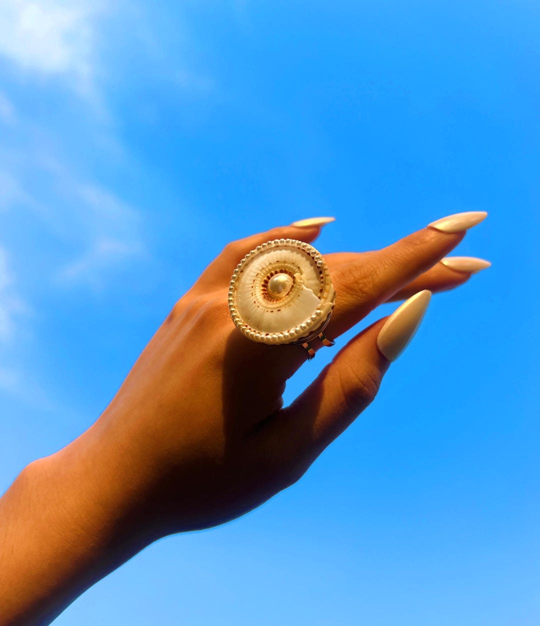 Bohemian Sea Shell Ring, Natural Seashell Ring, Real Shell Ring, Unique ...