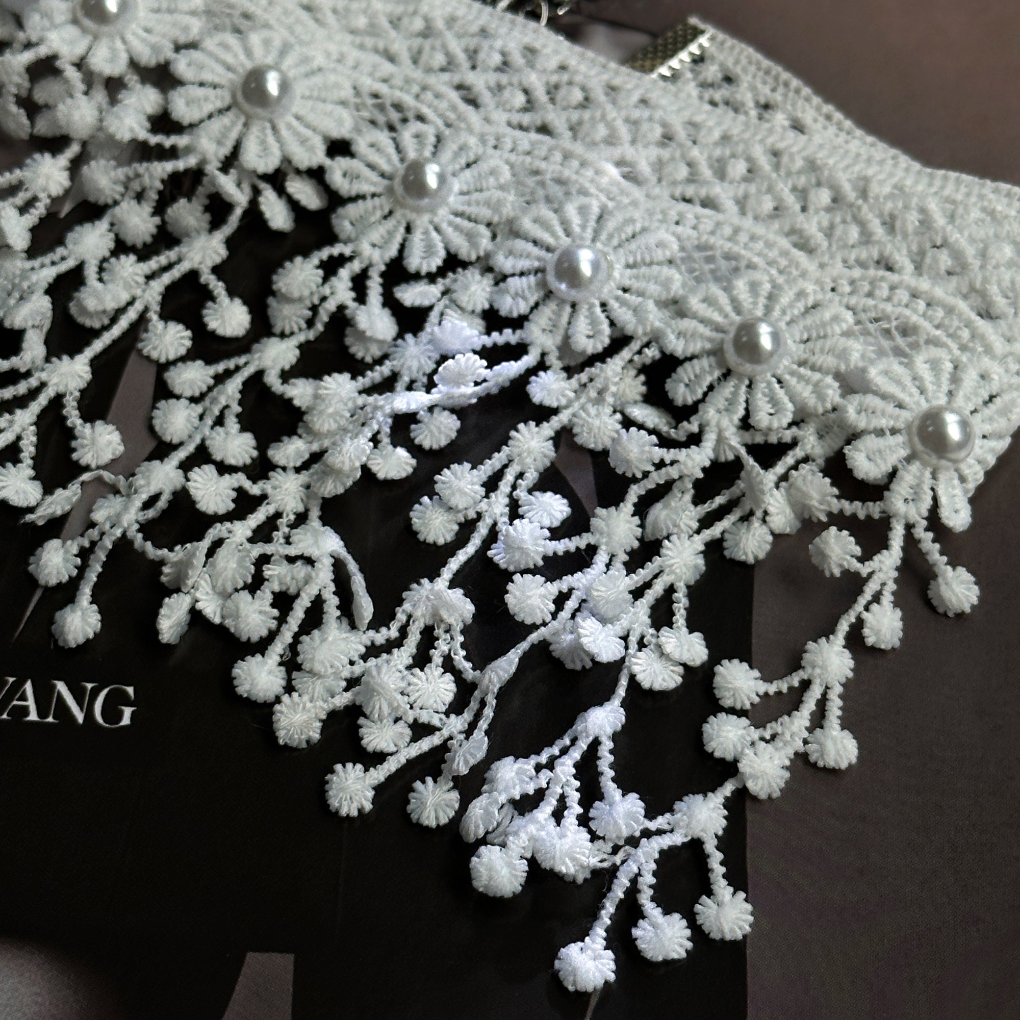 White Daisy Choker Necklace, Wide Choker Necklace Made With Lace and ...