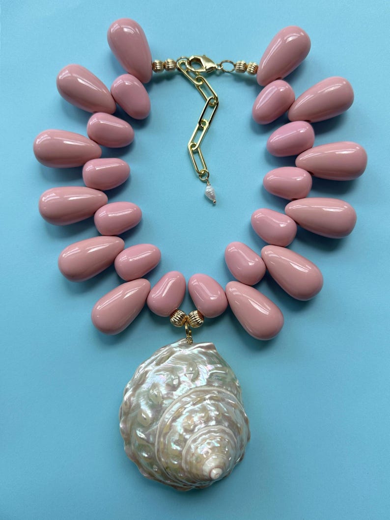 Chunky Pink Shell Necklace • Mermaid Core Real Seashell Necklace ...