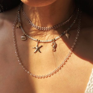 Dainty Cowrie Shell Necklace, Starfish Beaded Necklace, Sea Horse Necklace, Conch Necklace ...