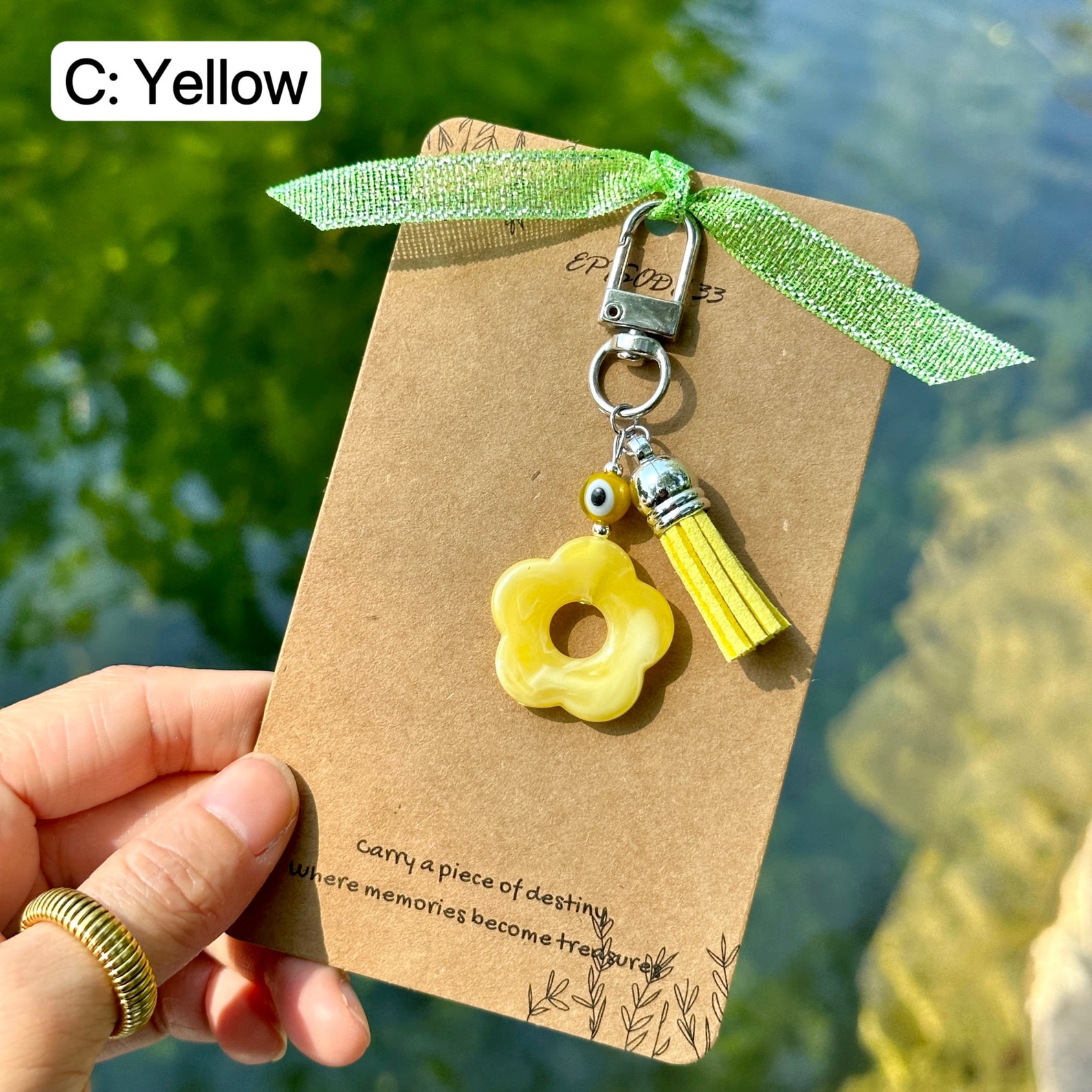 Evil Eye Flower Keychain, Daisy Key Charm, Colourful Flower Bag Charm ...