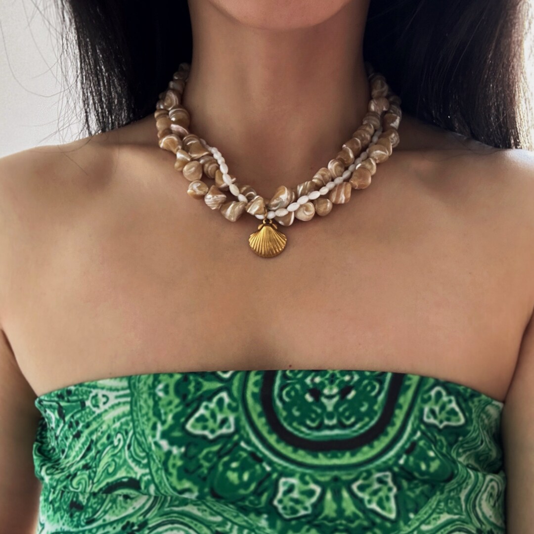 Bold Statement Sea Shell Necklace | Shell Beaded Choker | Sea Shell ...