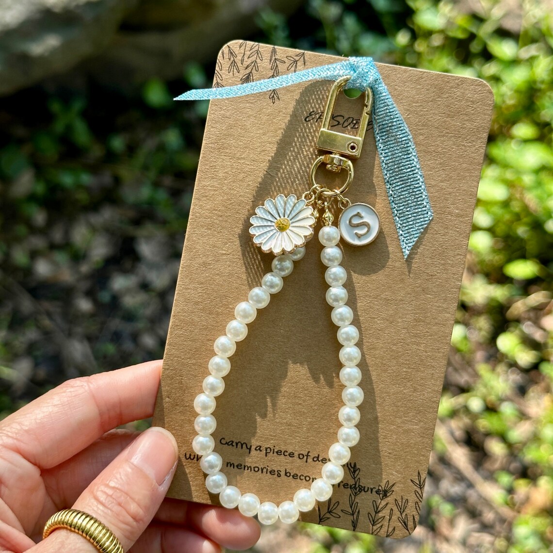 Pearl Wristlet Keychain, Initial Keychain, Pearl Keychain, Beaded Phone ...