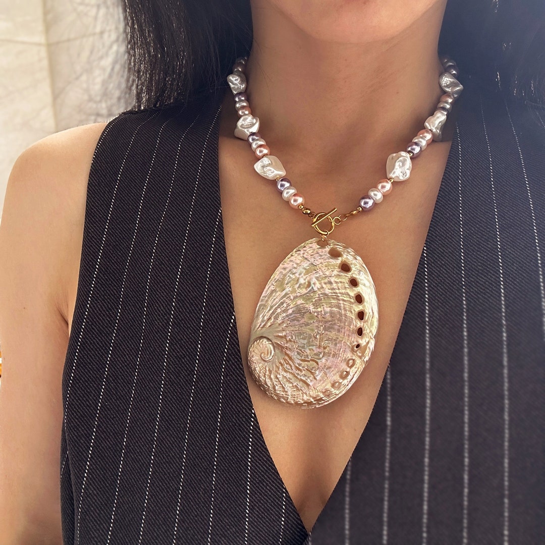 Natural Shell Necklace, Sea Shell Chunky Necklace, Shell Beaded Choker ...