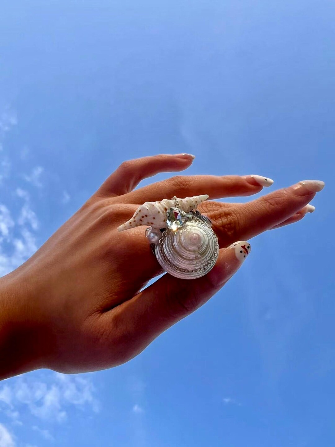 Mermaid Core Seashell Ring, Real Sea Shell Ring, Adjustable Summer ...