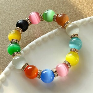 Vibrant Multi Color Gemstone Bracelet • Selenite Stone & Dazzling ...
