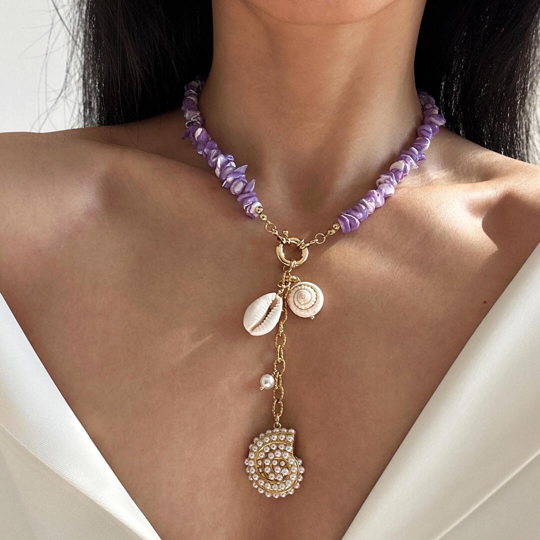 Chunky Mermaid Necklace With Shell Pendants, Stunning Sea Shell ...