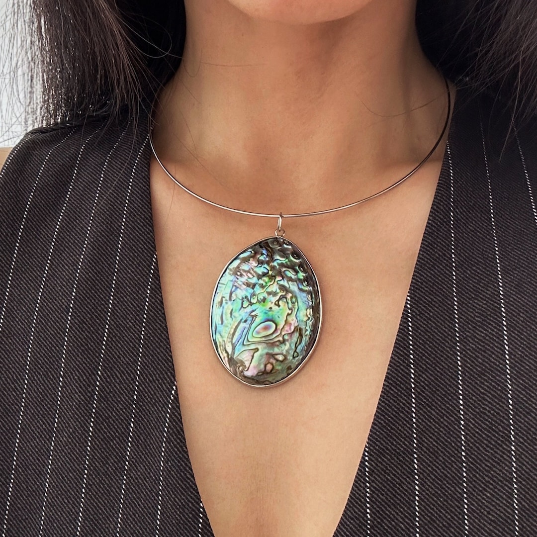 Natural Sea Shell Necklace, Chunky Wire Choker Necklace With Large ...