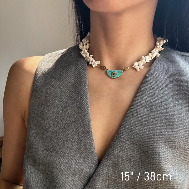 Boho Sea Shell Choker, Natural Seashell Beaded Necklace, Fan Pendant ...