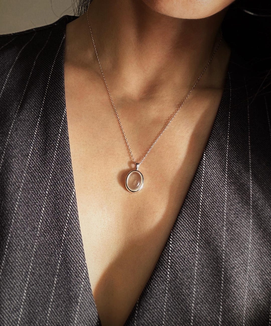 Sterling Silver Clear Crystal Necklace, Clear Quartz Necklace, Healing ...