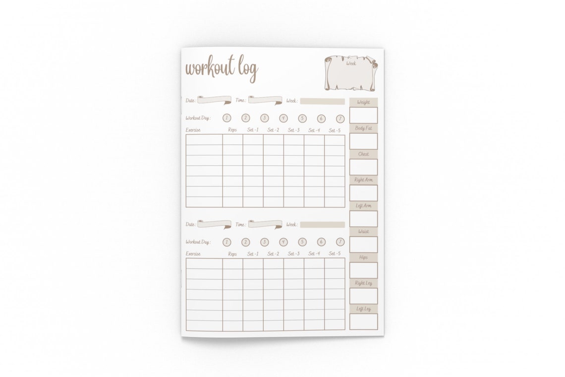 Workout Log, Instant Download, Printable - Etsy