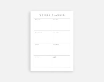 Weekly Planner | Digital Download | Organizer | Days of the Week - Etsy