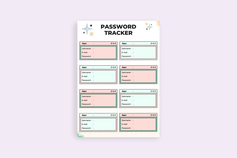 Password Tracker, Digital Download, Instant Download, Print - Etsy