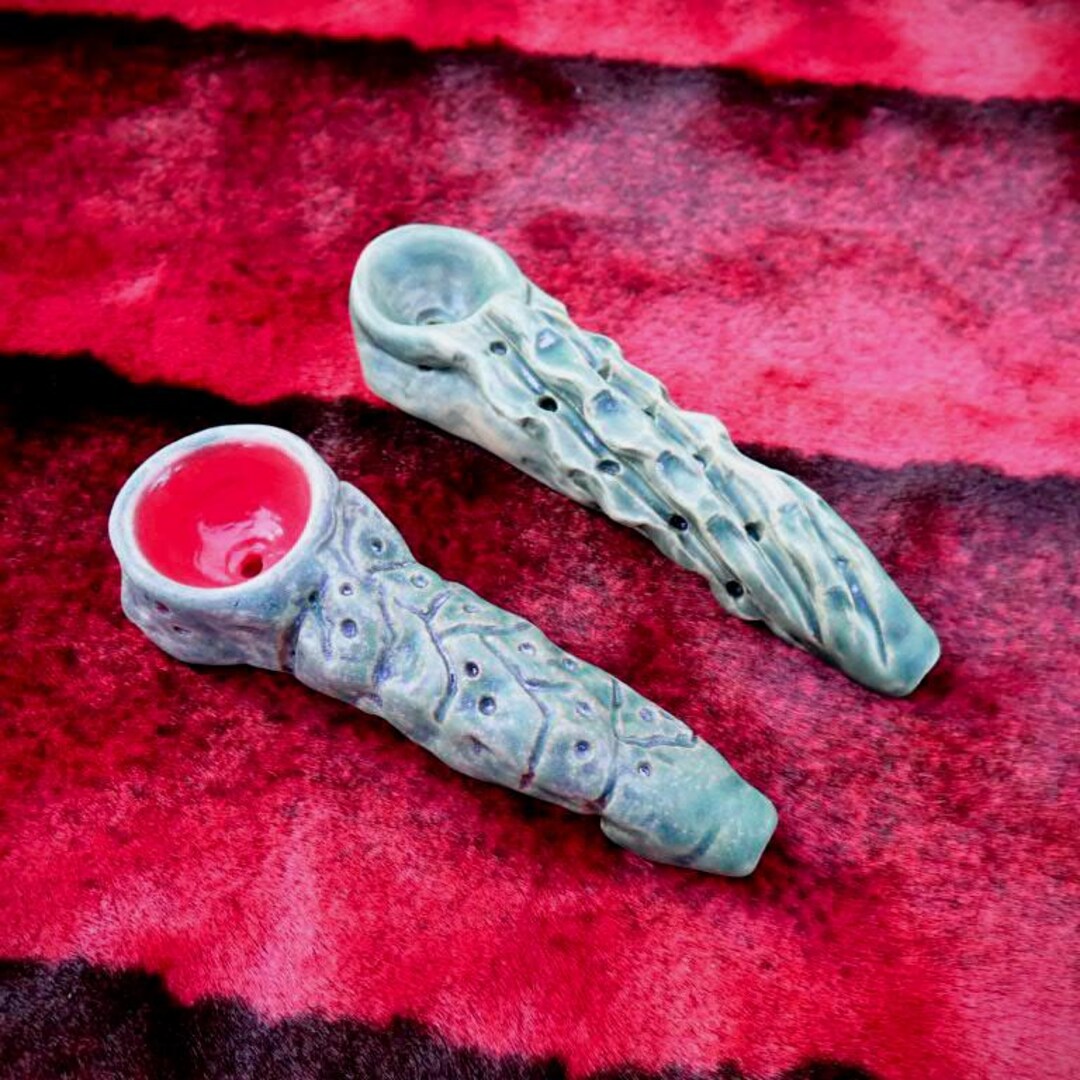 Duo Small Abstract Stoneware Smoking Pipes - Durable, Portable ...